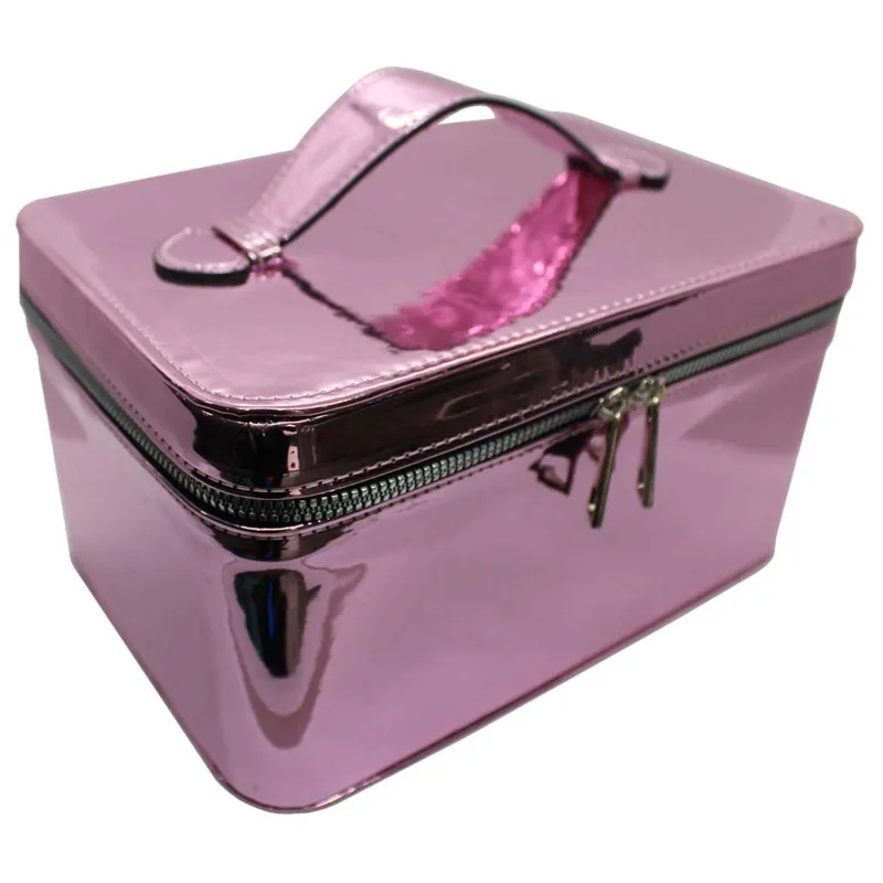 Dörtgen Pembe Ayna Deri Seyahat Makyaj ve Bakım Çantası GML-C1164 | Gimel