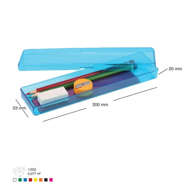 Şeffaf Kalemlik + Kalem + Kalemtraş + Silgi Set GML-C8278 | Gimel